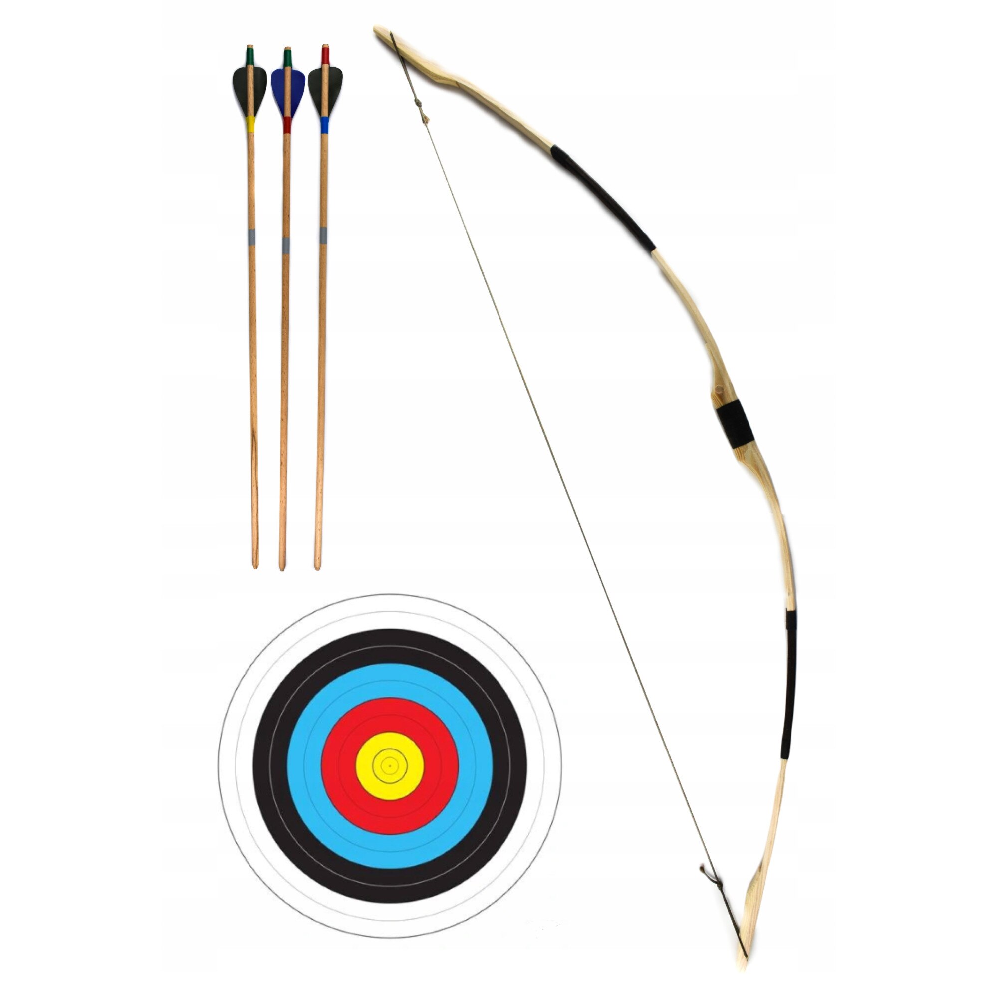 Set arc cu 3 sageti si tintaa, Lemn, 115 cm, 14+, Multicolor - eMAG.ro