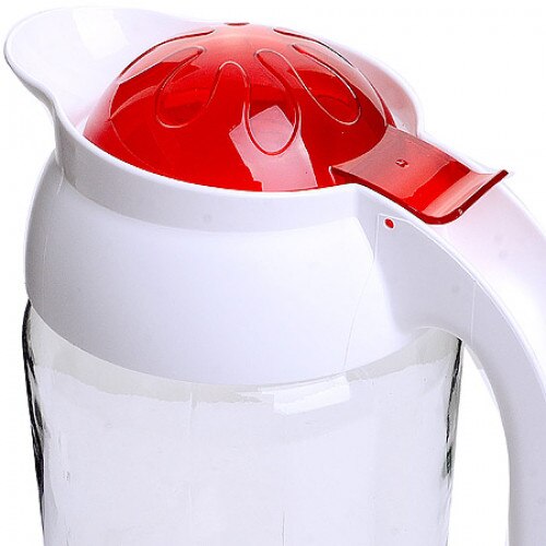 Carafa de sticla CSD, cu capac de plastic, 1.5L, rosu - eMAG.ro