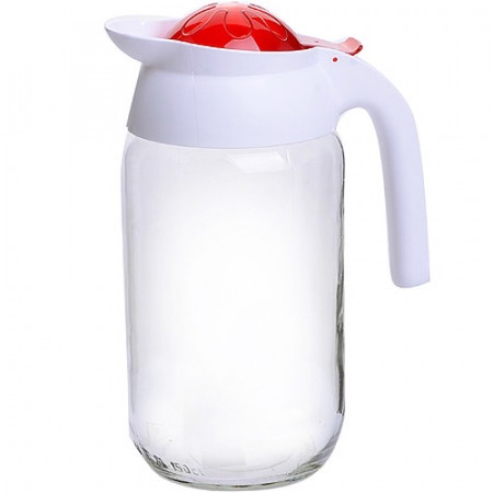 Carafa de sticla CSD, cu capac de plastic, 1.5L, rosu - eMAG.ro