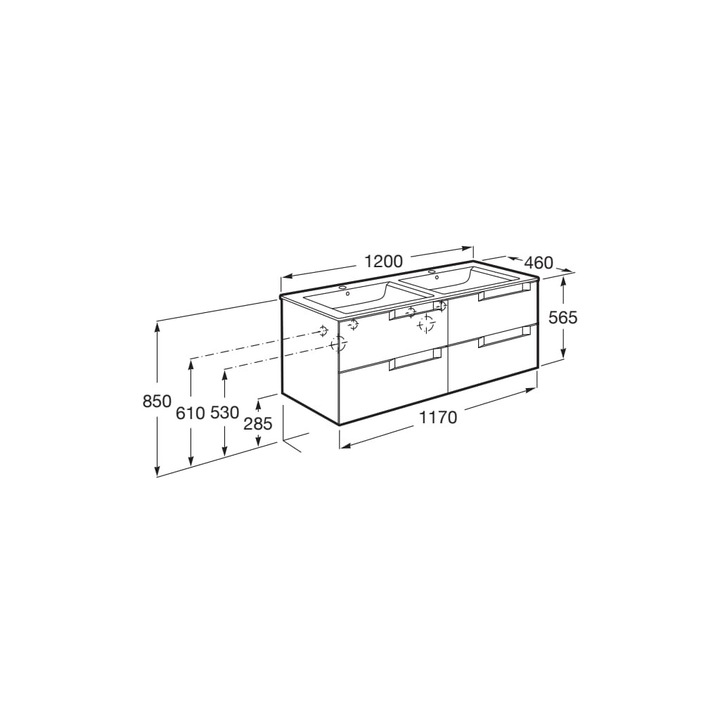 Mobilier baie alb 1200 mm MDF vopsit 4 sertare soft-close + lavoar ...