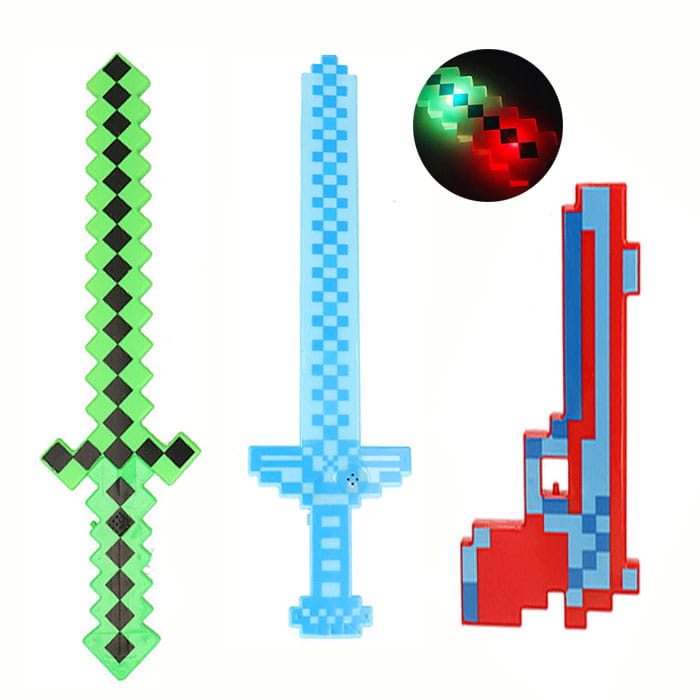 Set 3 arme de jucarie, Model Minecraft, Multicolor - eMAG.ro