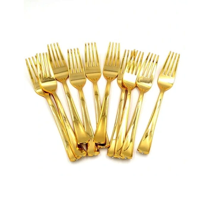 Set 10 Furculite din plastic, Auriu - eMAG.ro