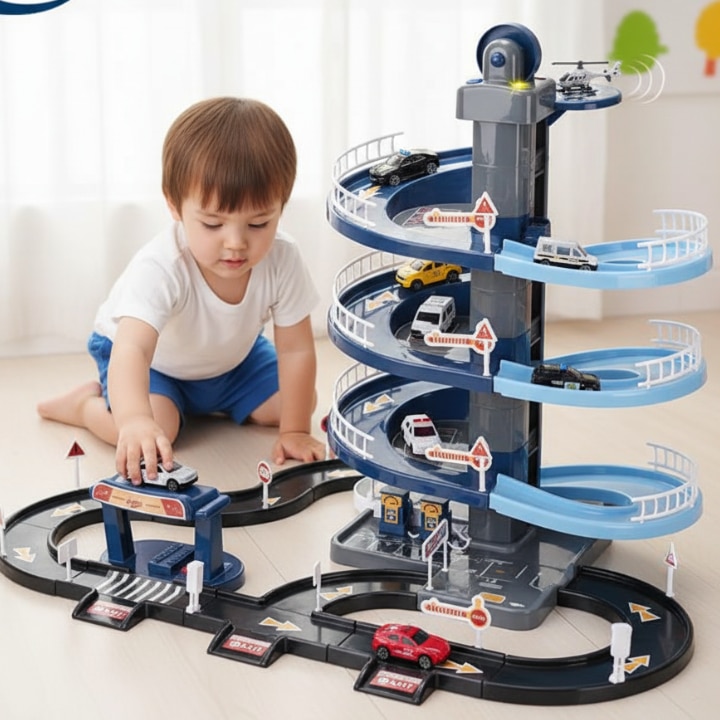 Garaj auto copii 4 niveluri cu lift electric, piste si masini de ...