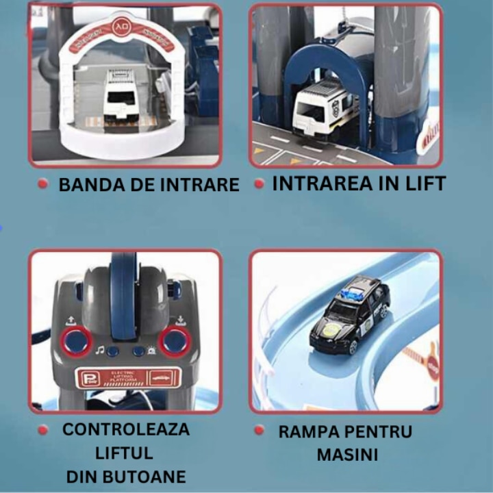 Garaj auto copii 4 niveluri cu lift electric, piste si masini de ...