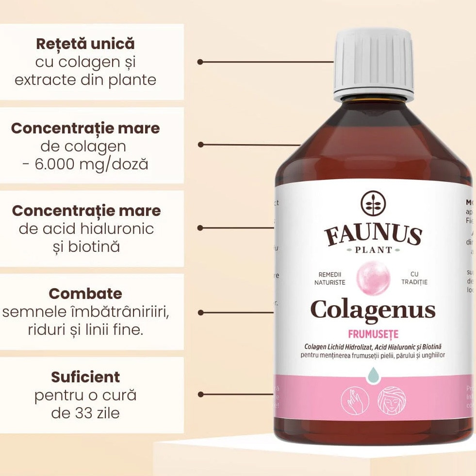 Colagen lichid hidrolizat pentru par, piele si unghii Colagenus ...