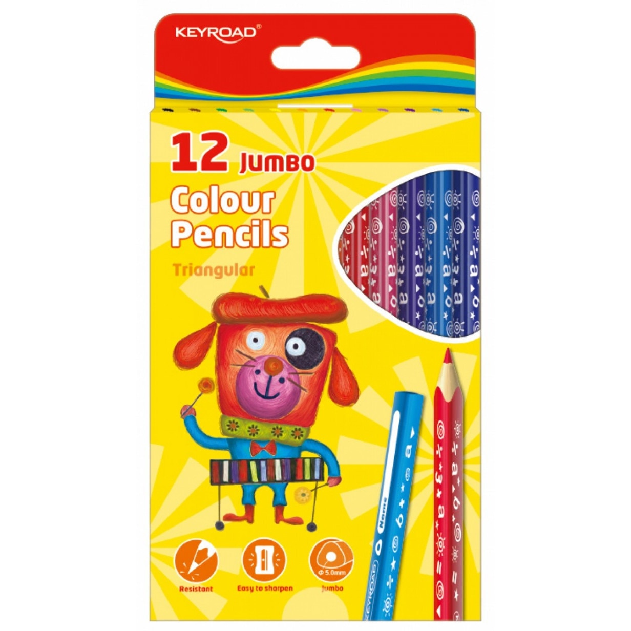 Creioane colorate jumbo, Keyroad, 12 culori, Triunghiulare, Multicolor ...