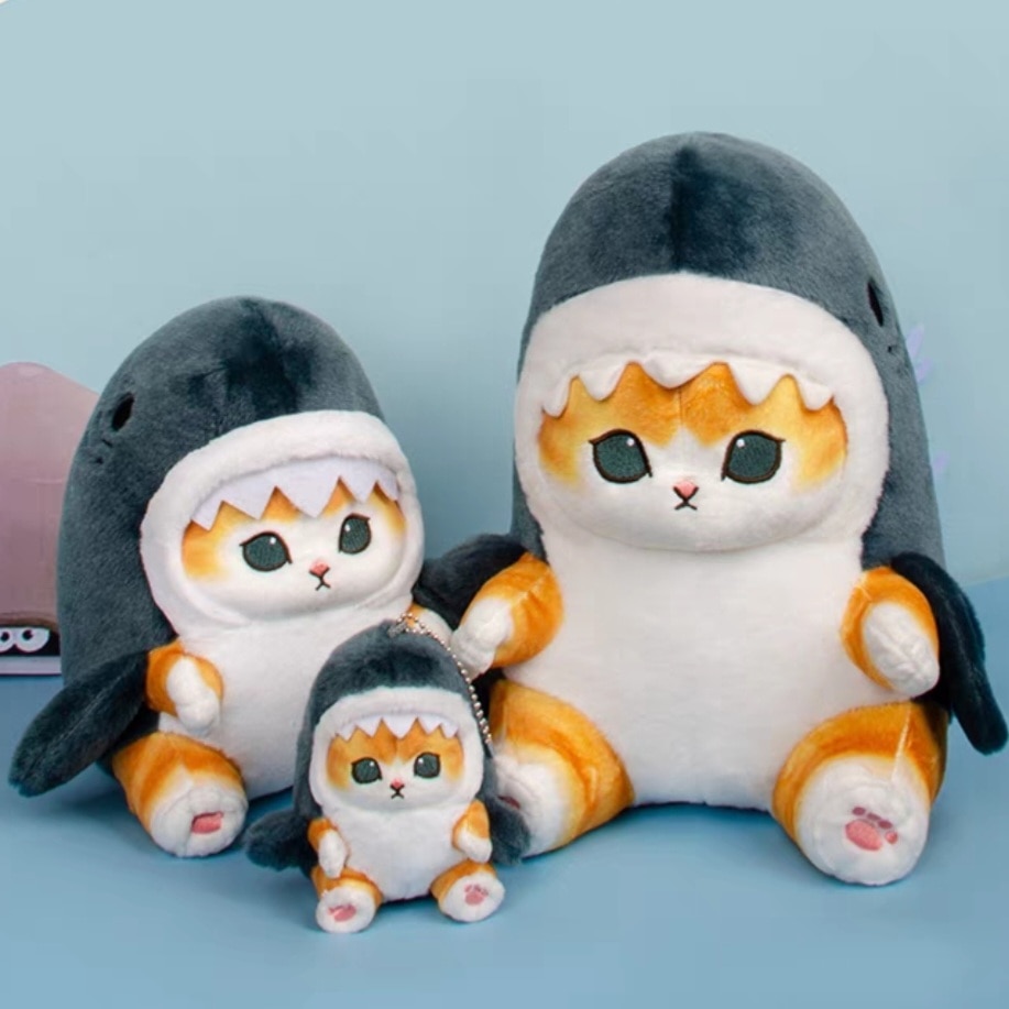 Jucarie de plus, pisica in costum de rechin, Poliester, 18, 5 cm ...