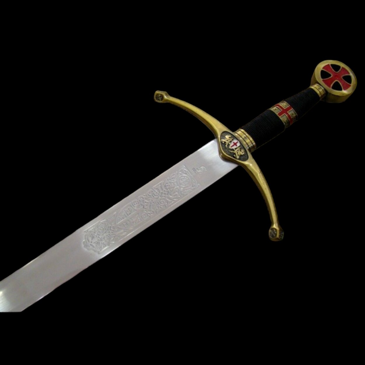 Sabie Cavalerilor Templieri, Otel Toledan, Placat cu Crom, 104 cm, 3110 ...