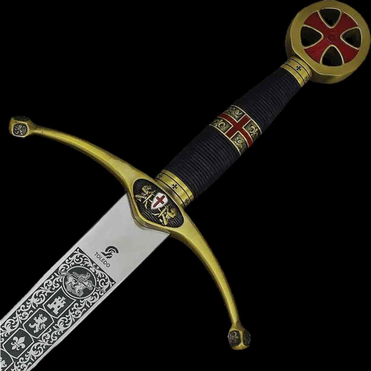 Sabie Cavalerilor Templieri, Otel Toledan, Placat cu Crom, 104 cm, 3110 ...