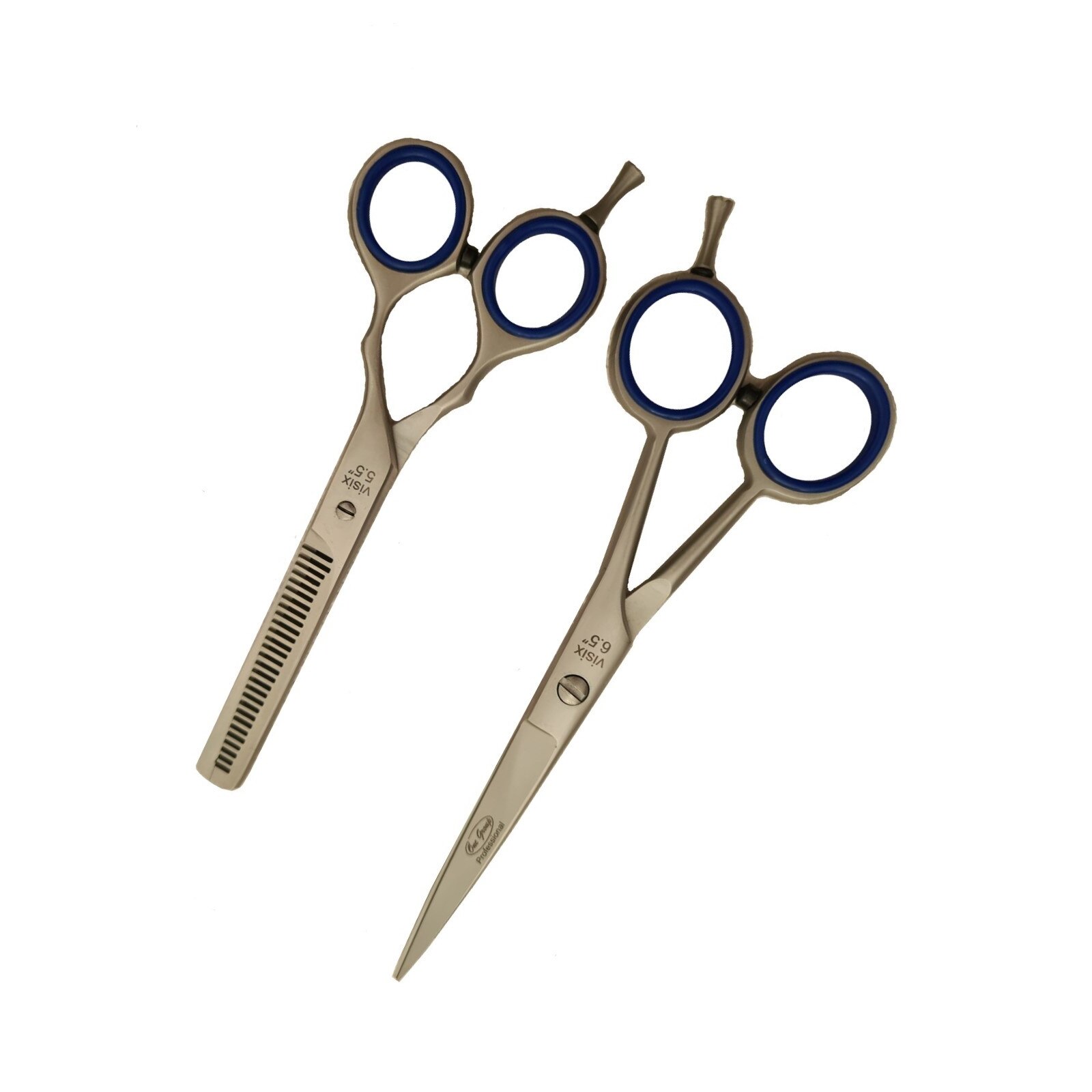 Set 3 piese, Foarfeca tuns 6.5", Foarfeca filat 5.5", Brici metal negru pentru frizerie si ...