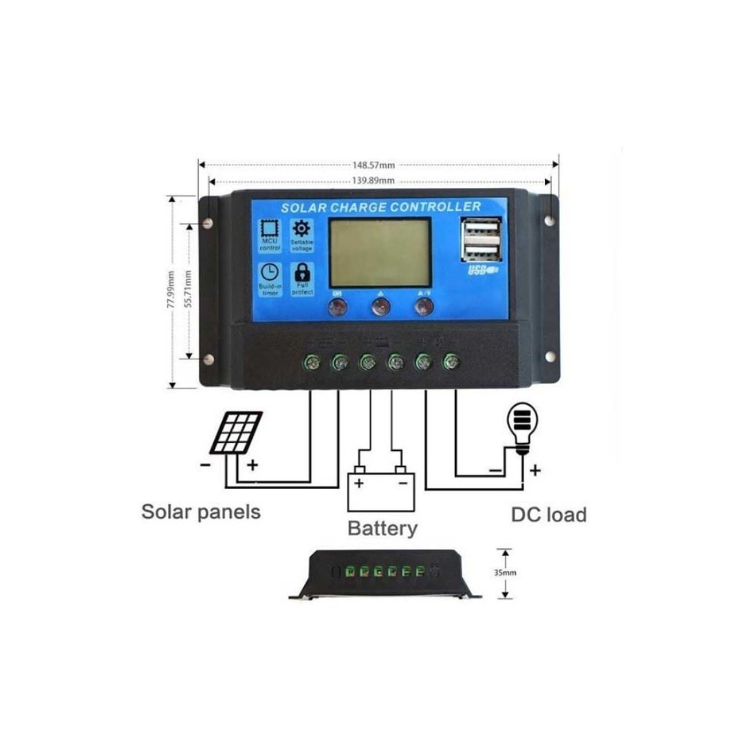 Controler 10A Regulator Solar PWM 12V 24V pentru Panou Fotovoltaic de ...