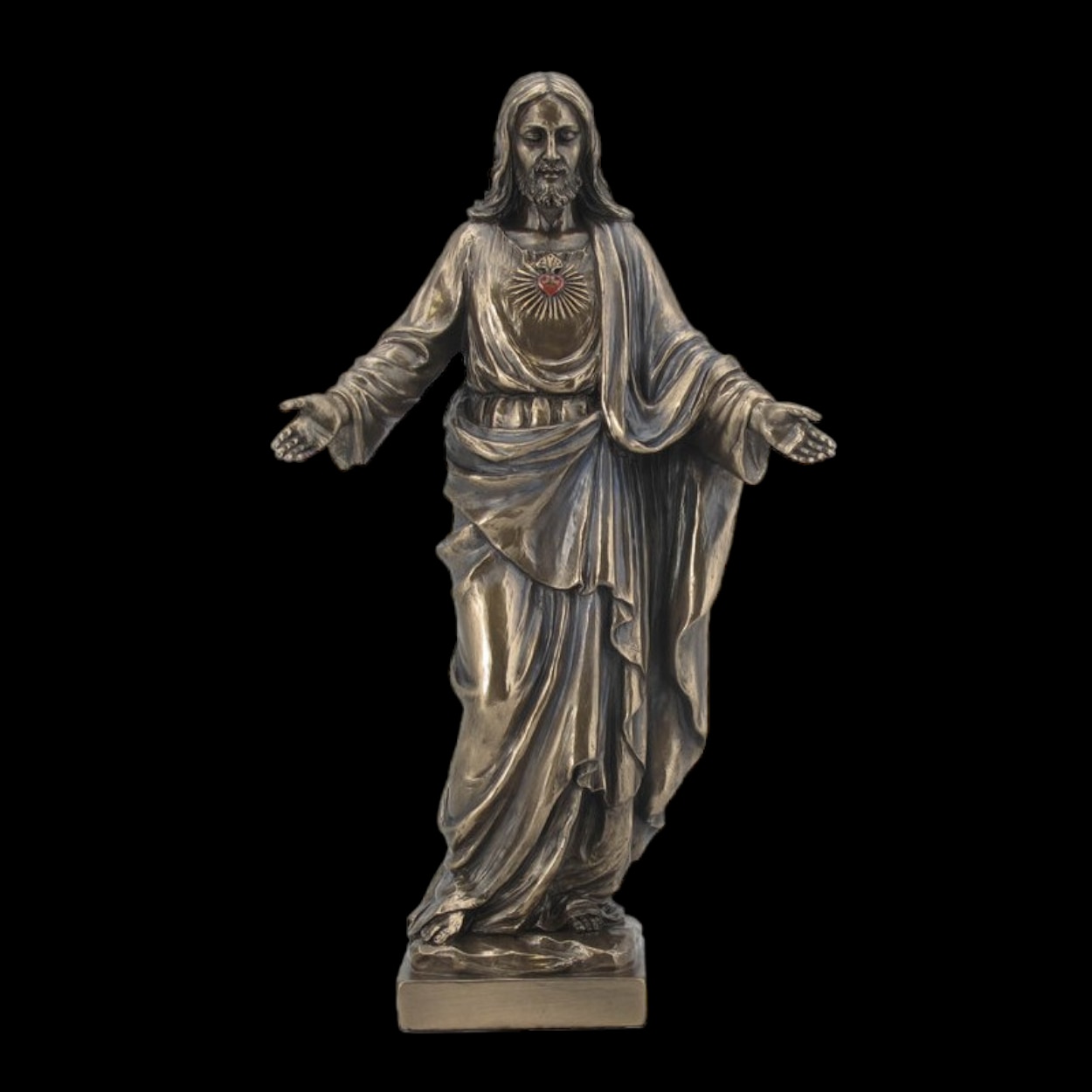 Figurina, Isus cu Bratele Deschise, Rasina Acoperita cu Bronz, 25, 5 cm ...