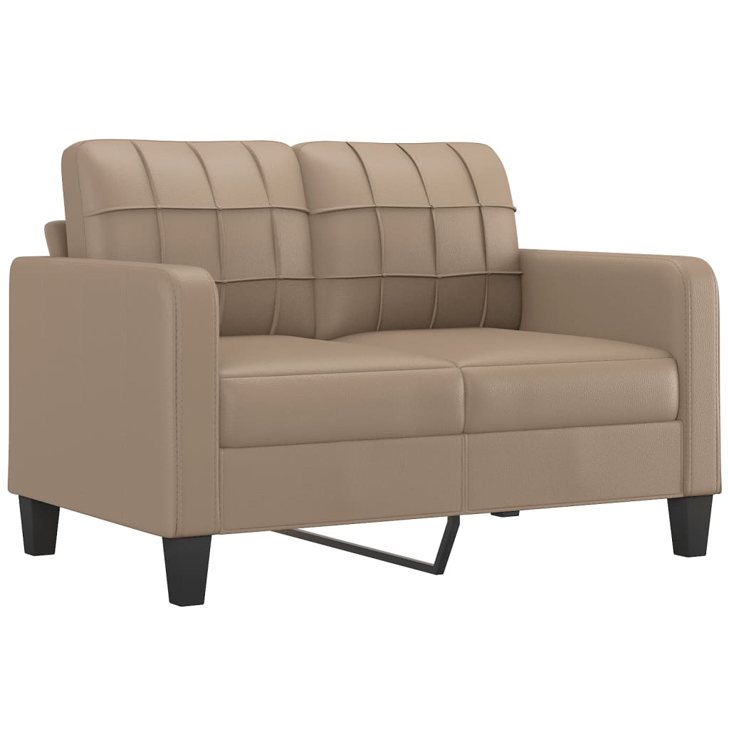 Canapea cu 2 locuri cu pernute vidaXL, cappuccino, 120 cm, piele eco ...