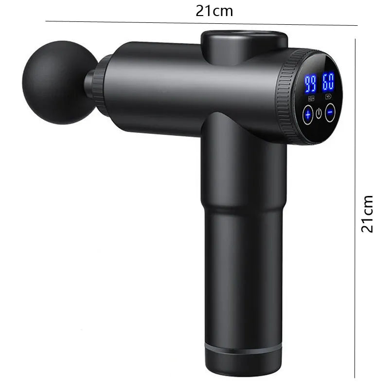 Masszázs pisztoly, LCD képernyő, 99 sebességfokozat, USB töltés, 8 fej ...