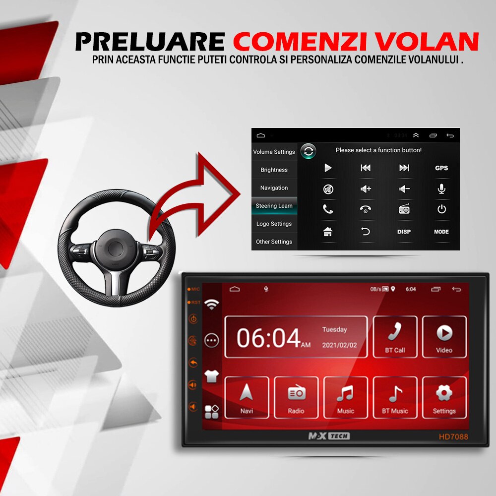 Navigatie Universala 2 DIN, MaxTech®, Android 13, ecran de 7 inch, GPS ...