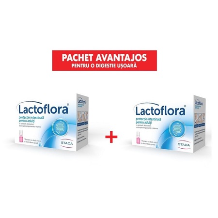 Pachet Lactoflora Protectie Intestinala Adulti, 7 flacoane + 7 flacoane ...