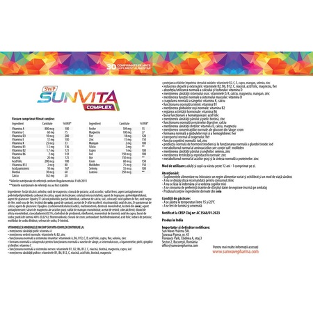 Supliment alimentar SunVita Complex, 30 comprimate, Sun Wave Pharma ...