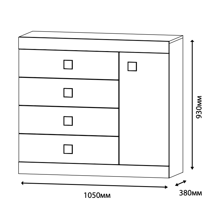 Comoda Sonata 5, Everest, 105 x 38 x 93 cm, Wenge inchis/Stejar craft ...