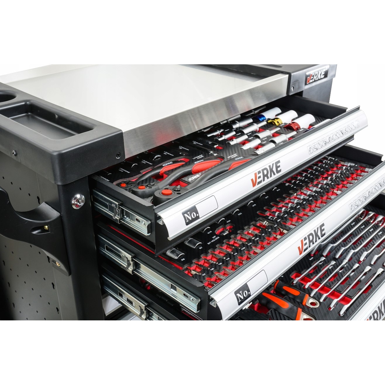 Dulap de scule echipat pentru service, 7 sertare, 298 piese, usa ...