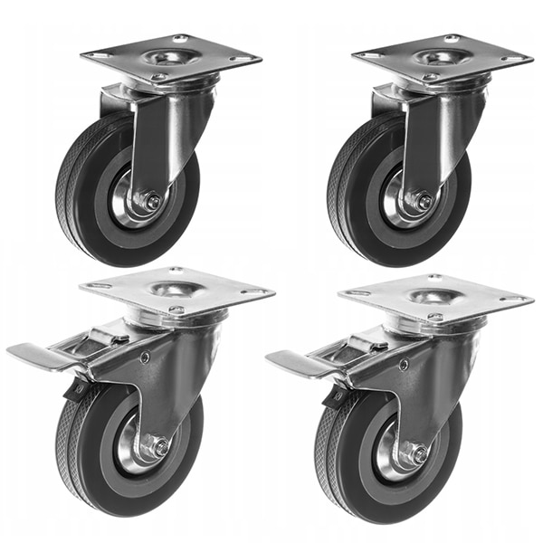 Set 4 roti pivotante, Zola®, 2 cu sistem de franare, rotire la 360 de ...