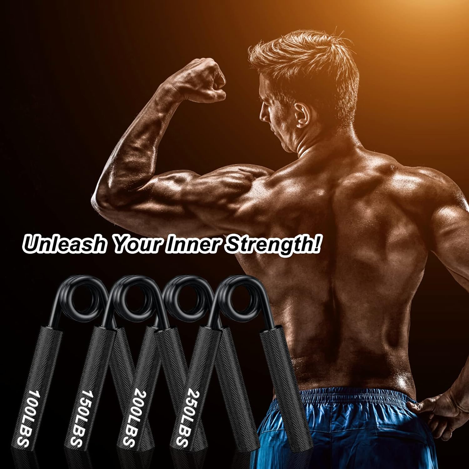 Set 4 flexor pentru fitness, 100LB/150LB/200LB/250LB, pentru ...