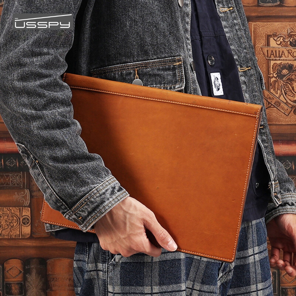 Mapa din piele, documente A4, cu fermoar, compartiment tableta, USSPY ...