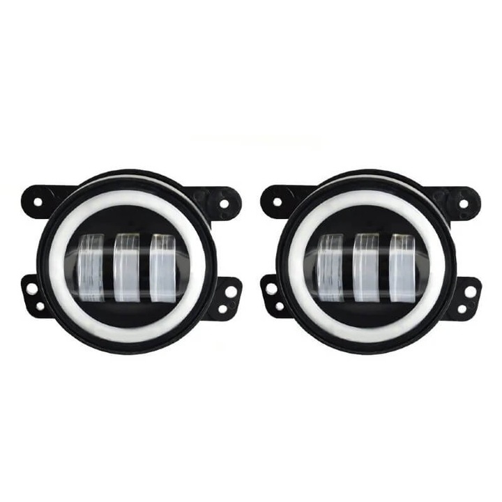 Set 2 proiectoare ceata 6 led cu lumini de zi si semnalizare in angel ...