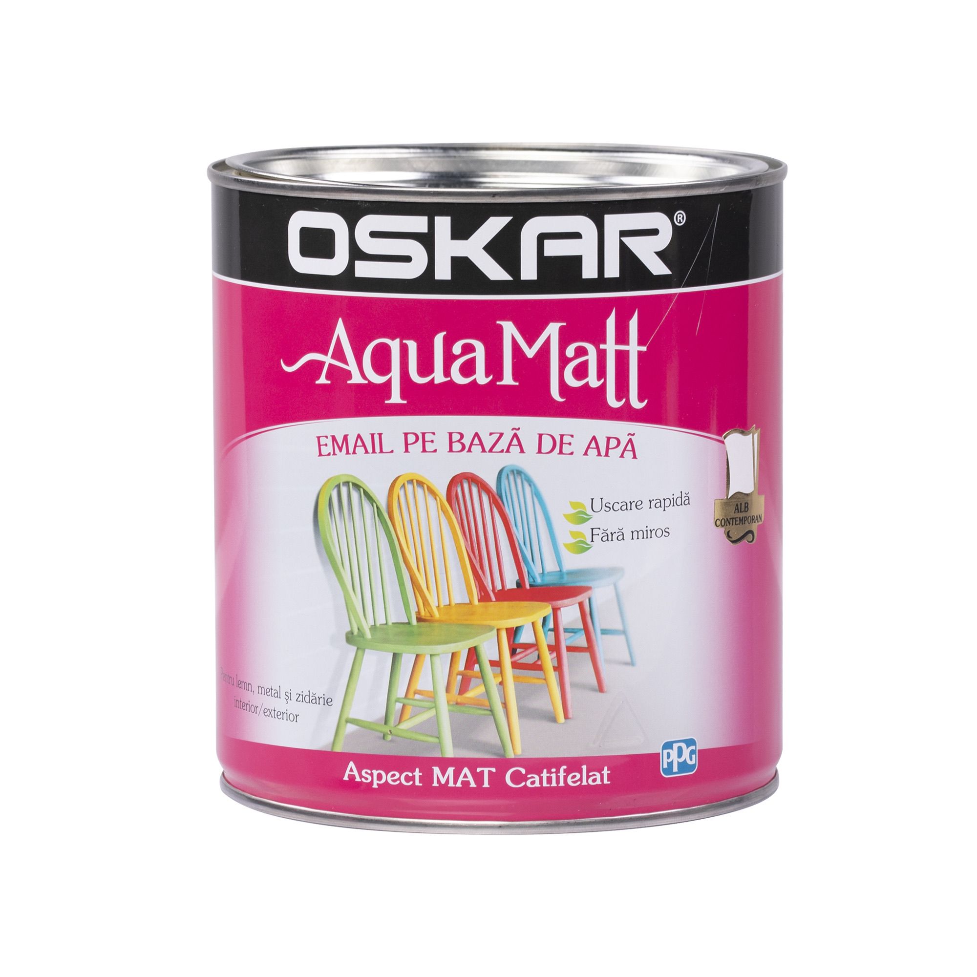 Email pe baza de apa Oskar Aqua Matt, pentru lemn si metal, alb ...