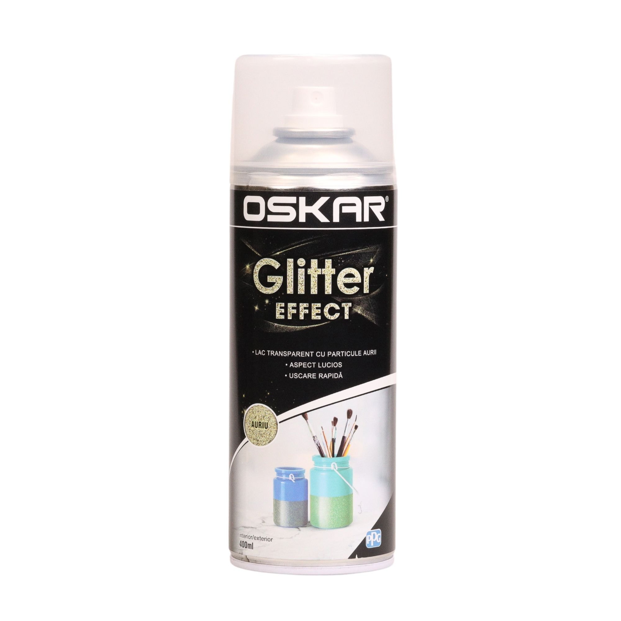 Vopsea spray Oskar Glitter Effect, auriu, lucios, 400 ml - eMAG.ro