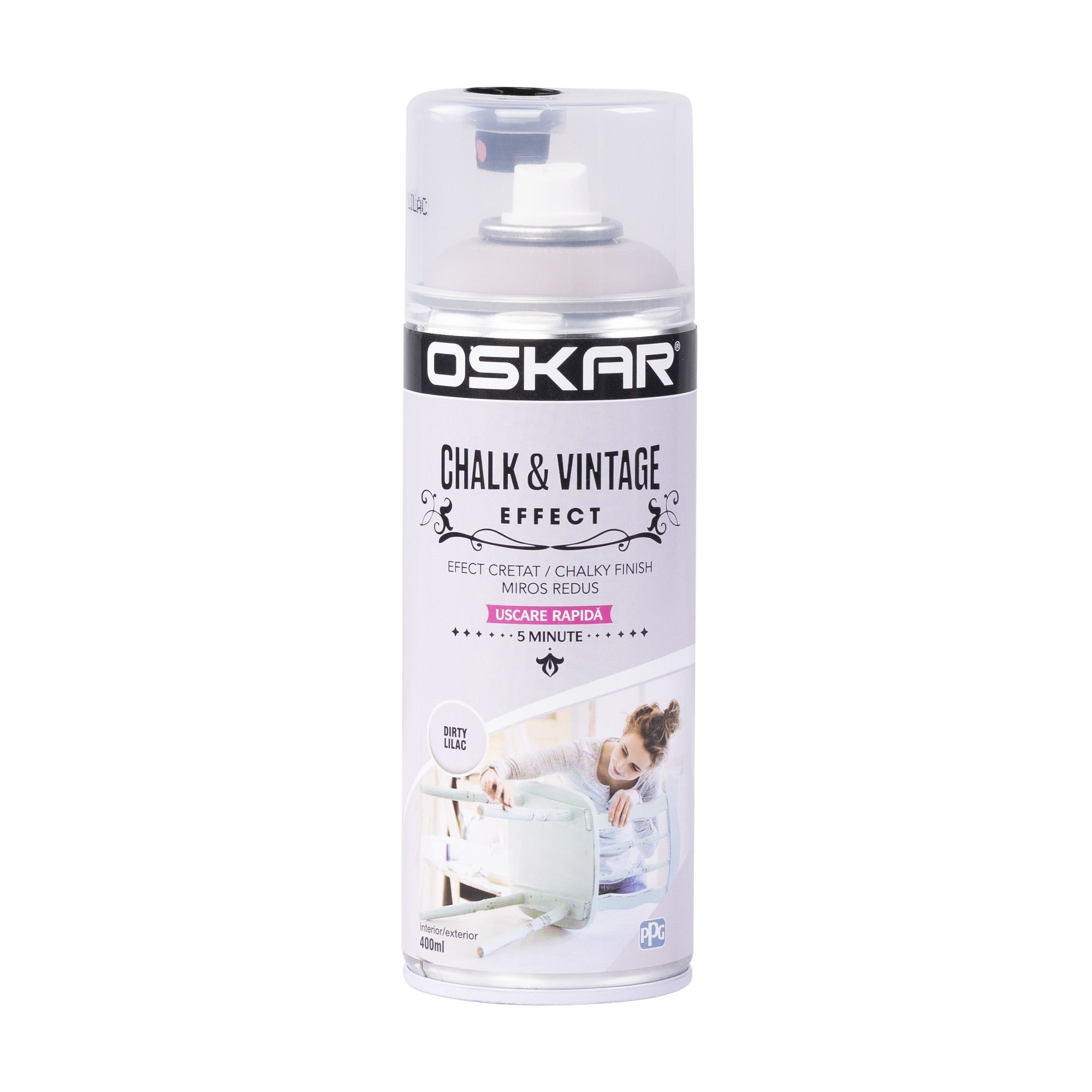 Vopsea spray Oskar Chalk&Vintage Effect, dirty liliac, mat, 400 ml ...