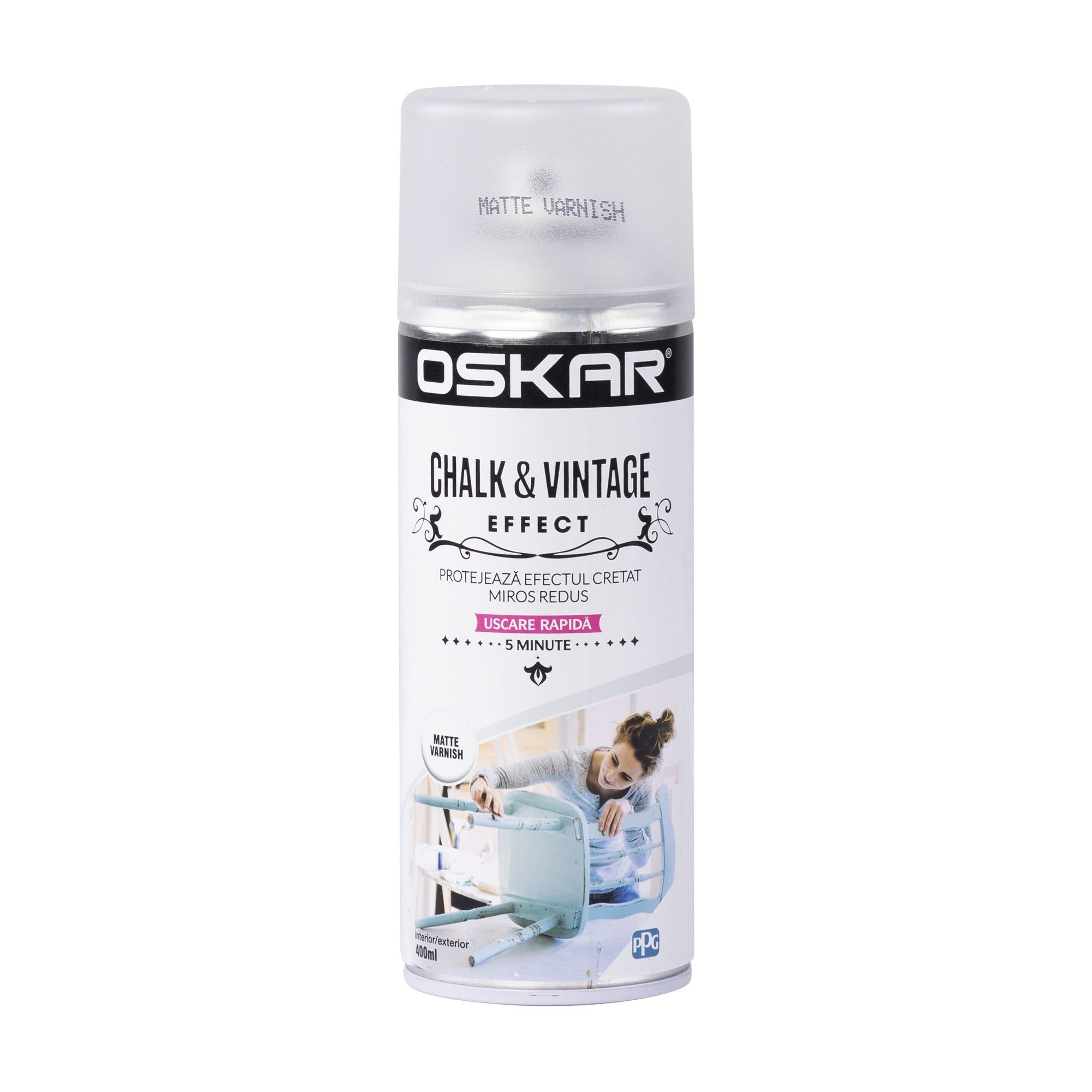 Vopsea spray Oskar Chalk&Vintage Effect, matte varnish, mat, 400 ml ...