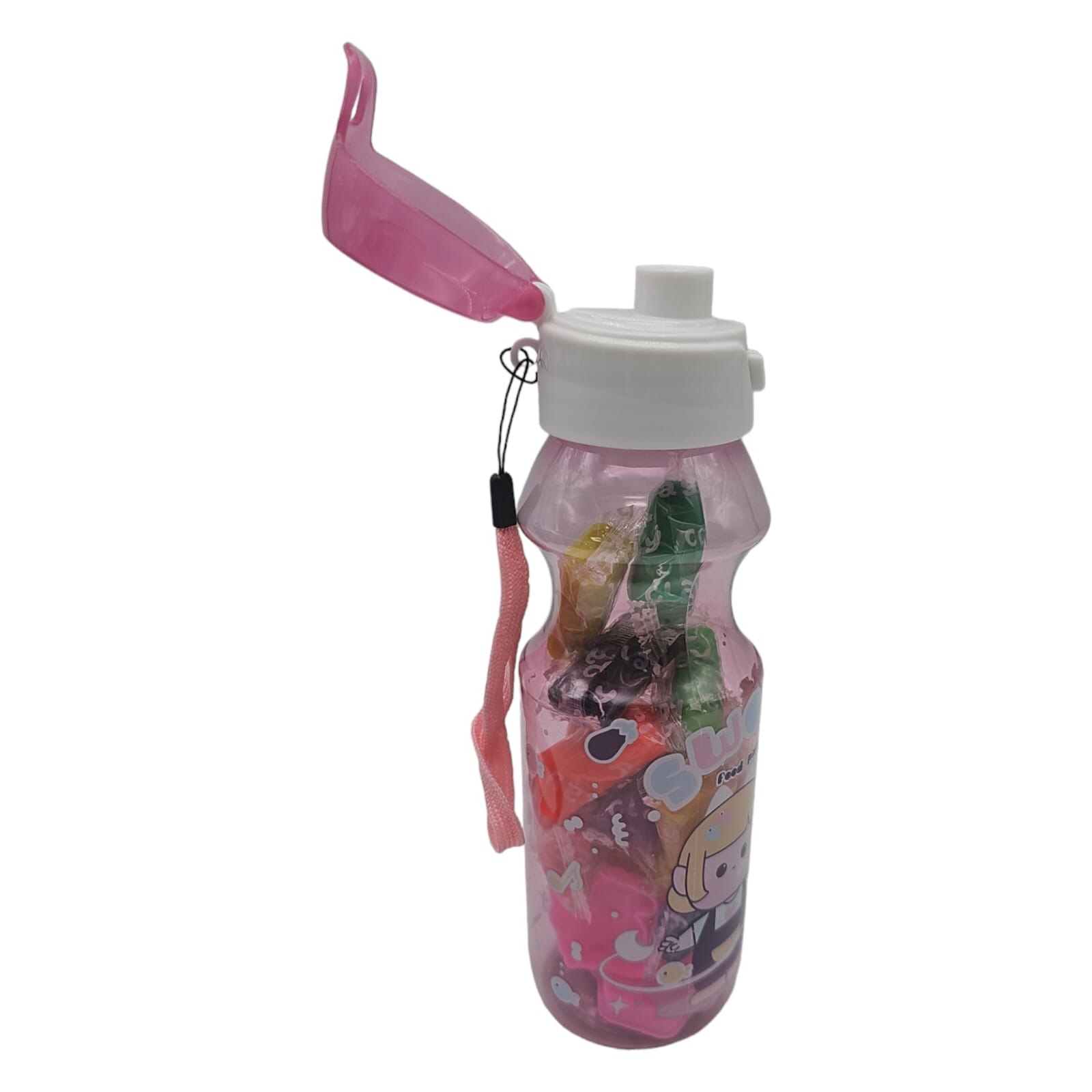 Sticla apa roz 600 ml, cu snur si plastelina inclusa - eMAG.ro