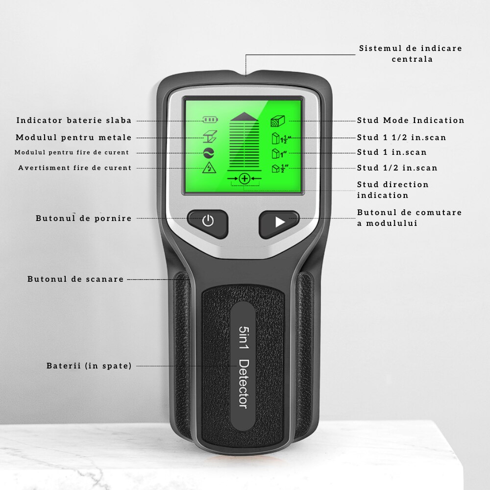 Detector cabluri electrice 5 in 1 localizator metale, armaturi, rigips ...