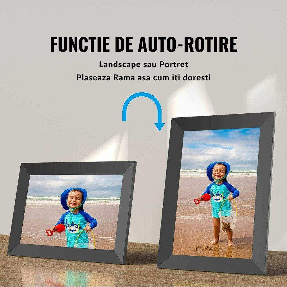 Rama foto digitala, 10.1 inch, aplicatie Frameo, Android, iOS, Ecran ...