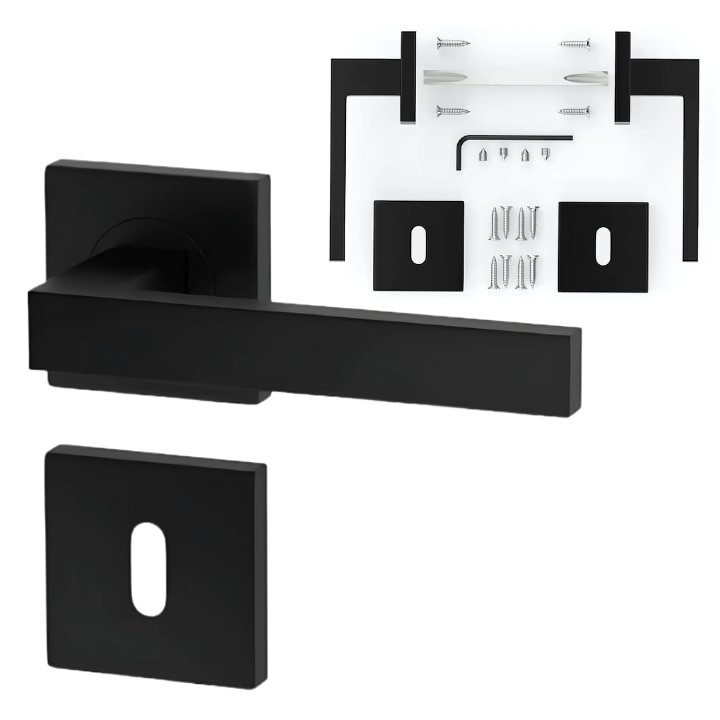 Set Maner Clanta Usa Interior cu Rozeta Cheie, Dormitor, Otel Inox Mat ...