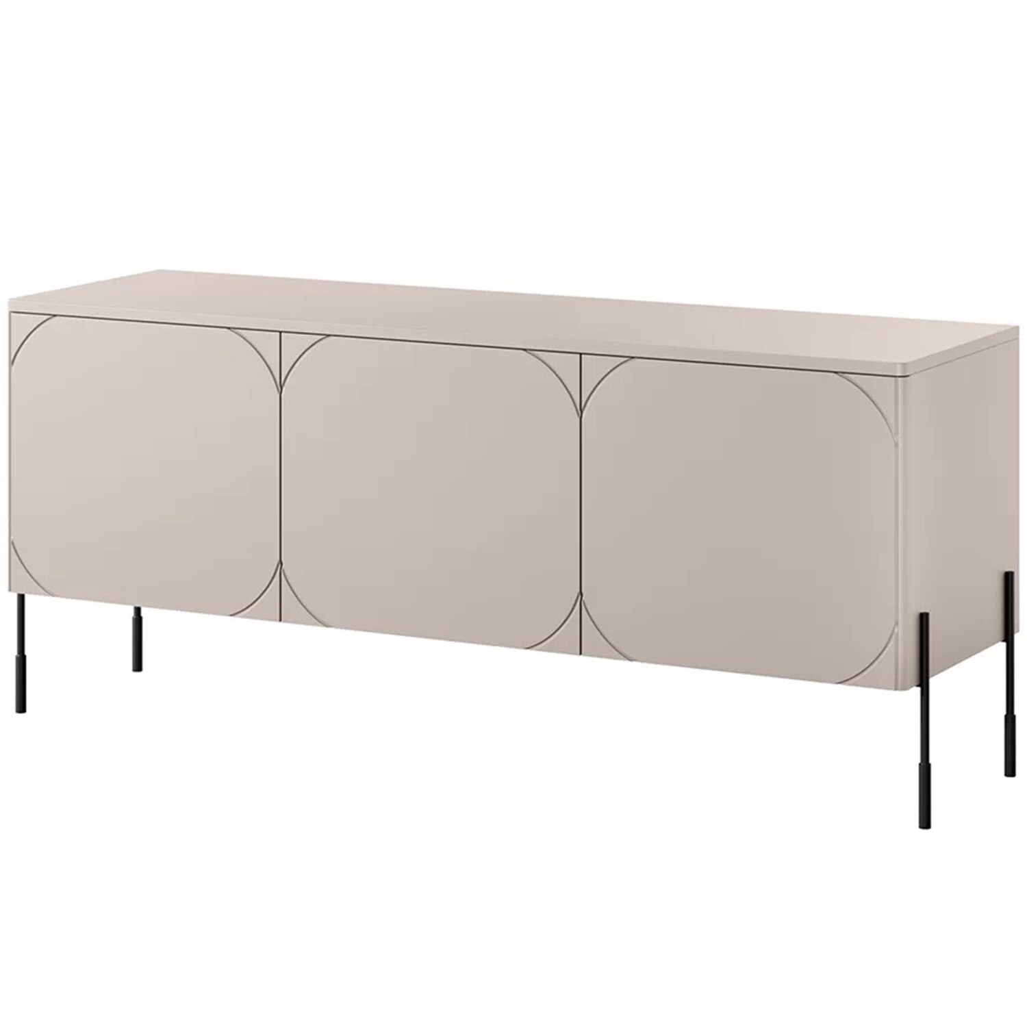 Comoda TV cu 3 Usi, Modimo, Lauren, Crem Casmir, 154cm - eMAG.ro