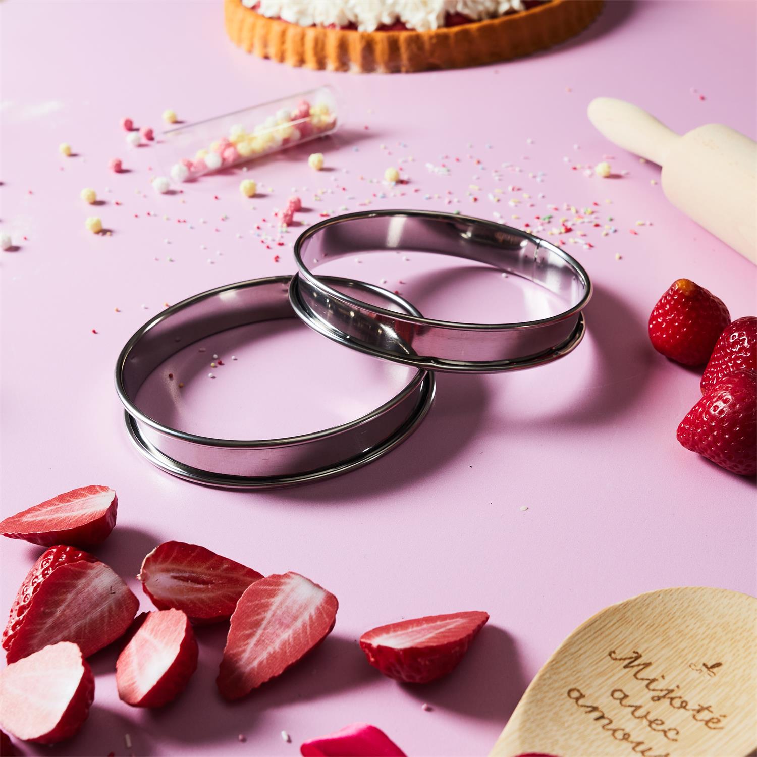 Set 2 forme tip cerc pentru tarta, inox, 12x2.5 cm, Happymax - eMAG.ro