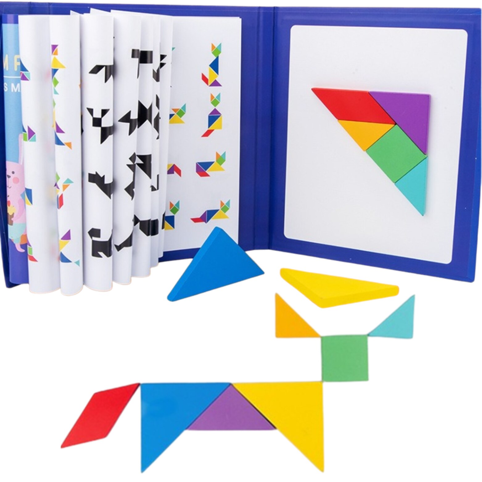 Joc educativ Tangram, Lemn, 3 ani+, Multicolor - eMAG.ro