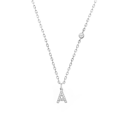 Lantisor cu initiala litera A din argint 925 placat cu aur alb - eMAG.ro