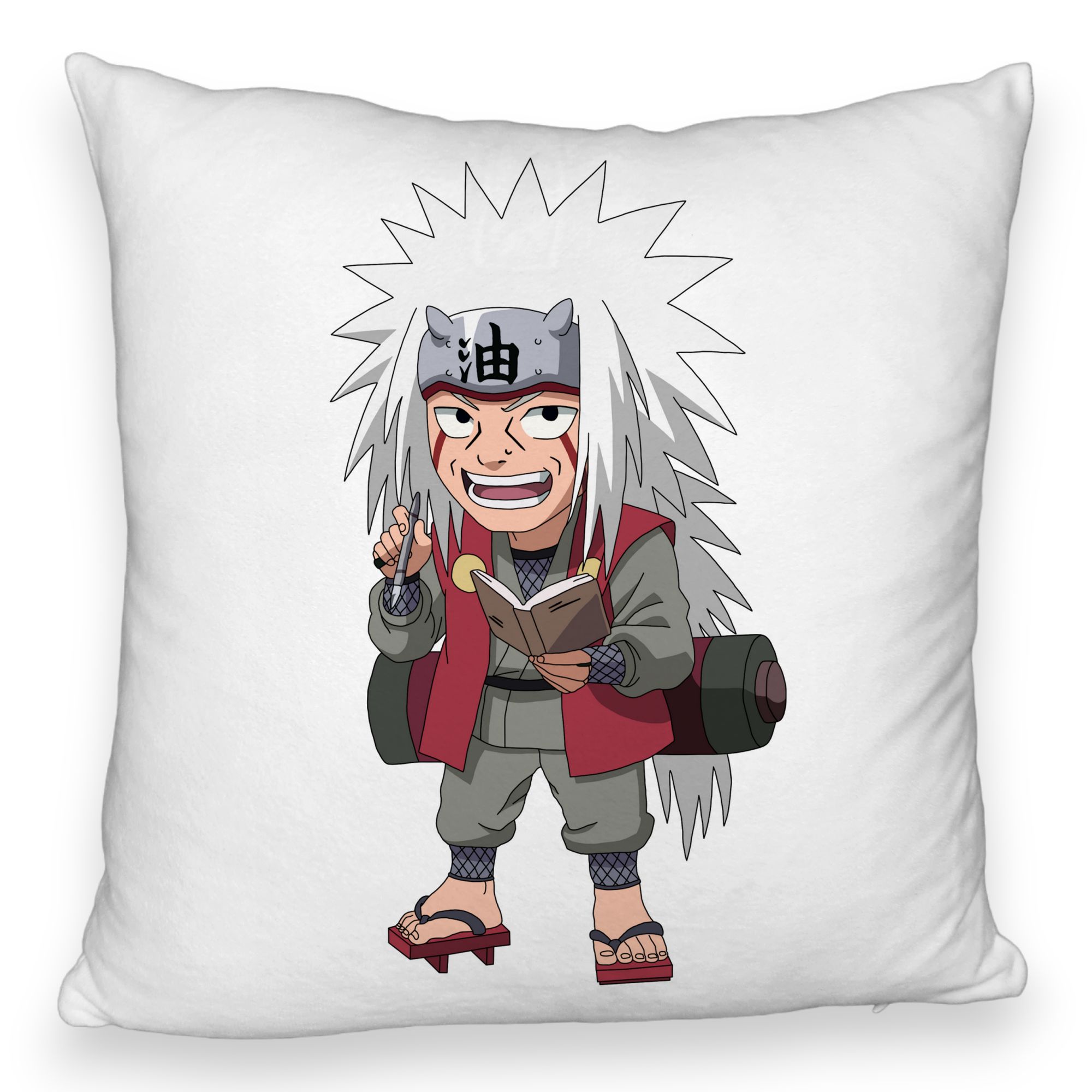 Perna Personalizata Fluffy cu Naruto Jiraiya, 40x40 cm, Alba, Husa ...