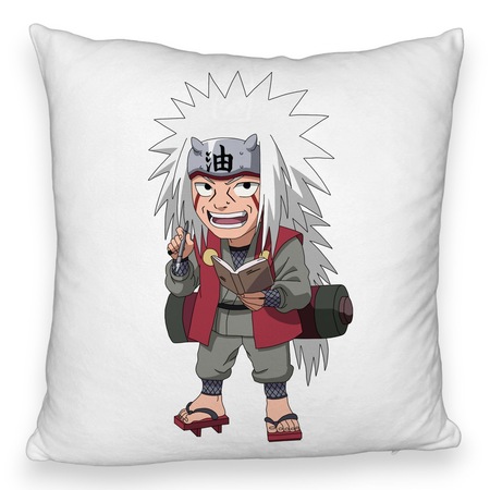 Perna Personalizata Fluffy cu Naruto Jiraiya, 40x40 cm, Alba, Husa ...