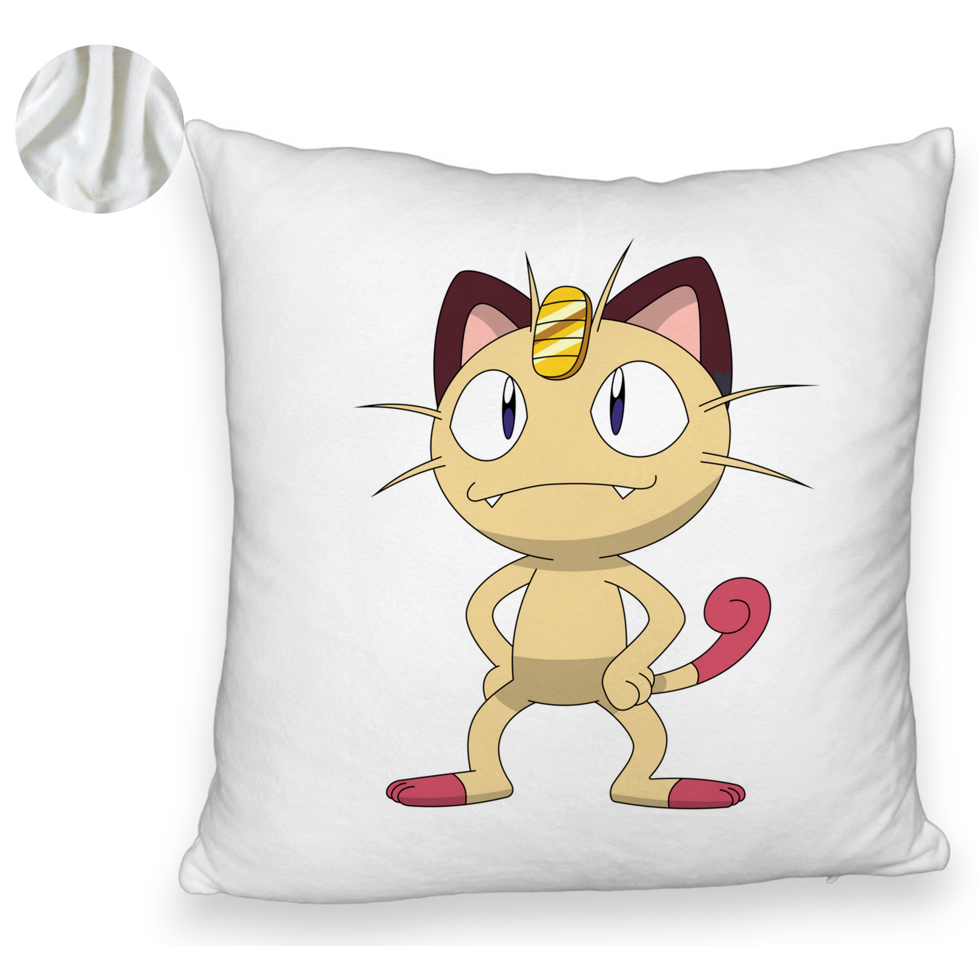 Perna Personalizata Fluffy, Model Pisica Pokemon, 40x40 cm, Alba, Husa ...