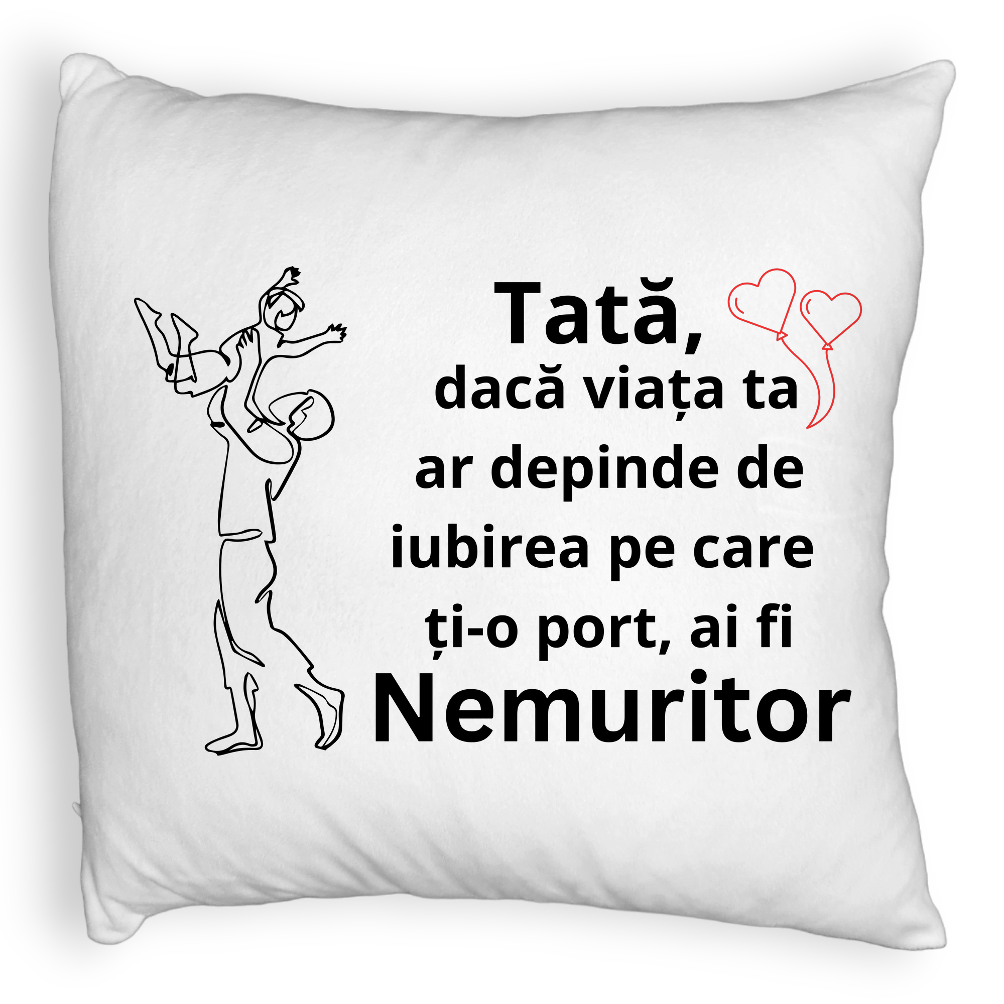 Perna Personalizata Fluffy, Model pentru Tata 10,40x40 cm, Alba, Husa ...