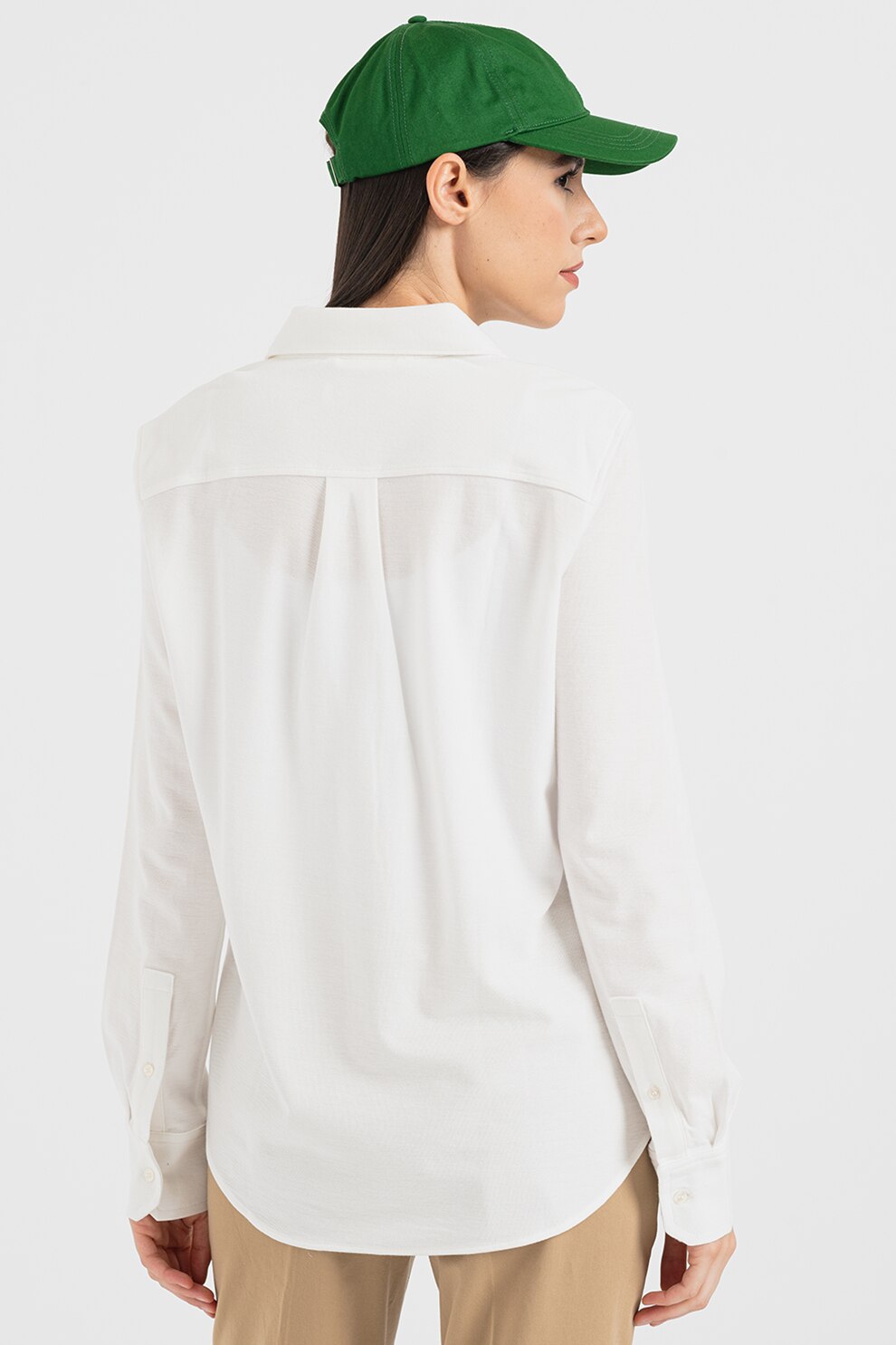 Lacoste, Памучна риза с лого, Мръснобял, 42 - eMAG.bg