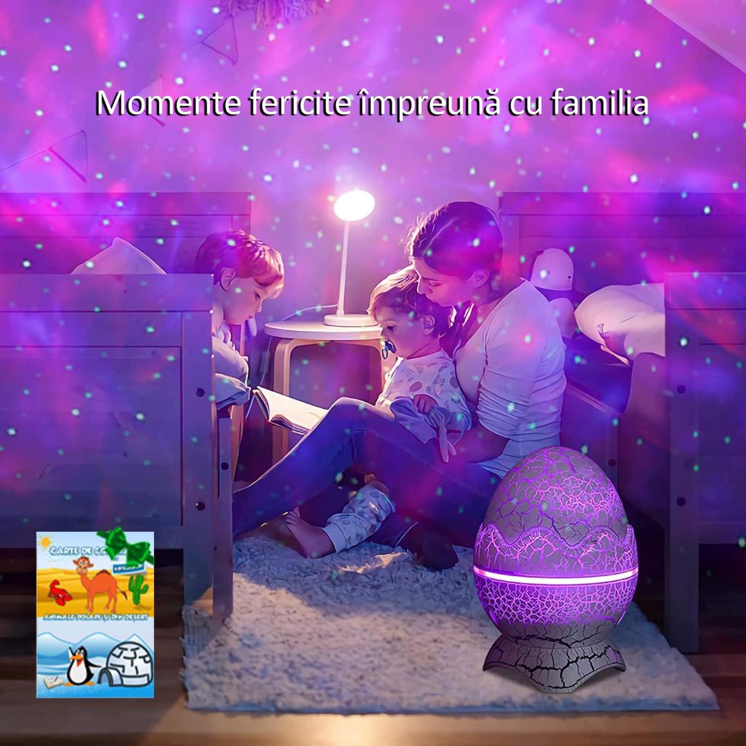Proiector Stele Ou de Dinozaur 4 IN 1, NortiaPRO®, Lampa veghe copii ...