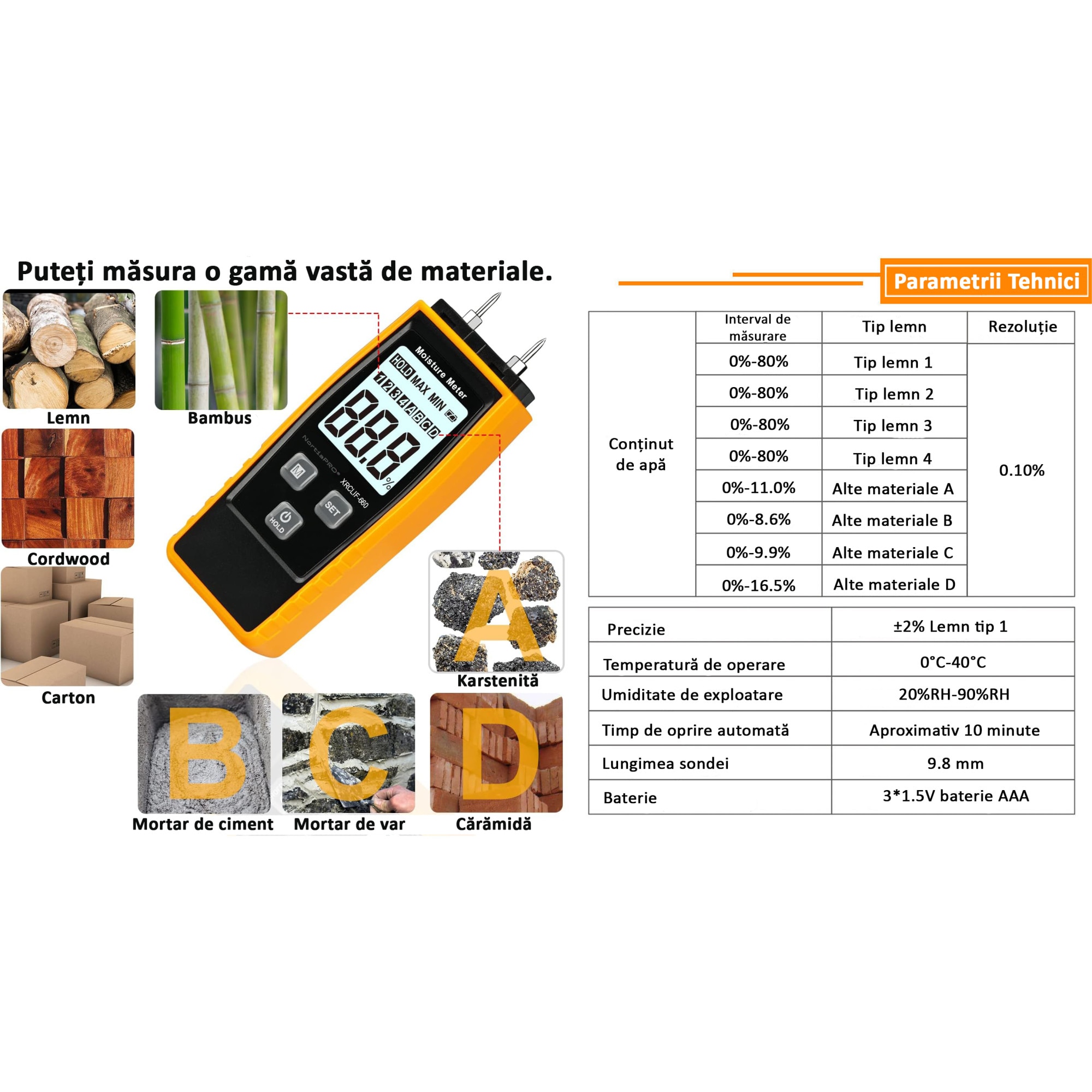 Umidometru Profesional Multifunctional, Nortiapro®, Control Digital de ...