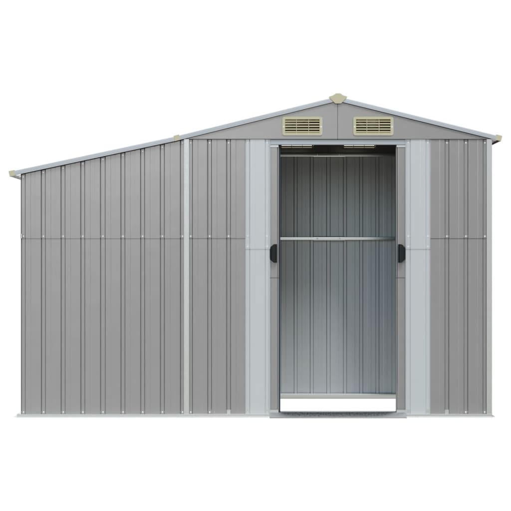 Sopron de gradina vidaXL, gri, 277x93x179 cm, otel zincat, 44.74 kg ...