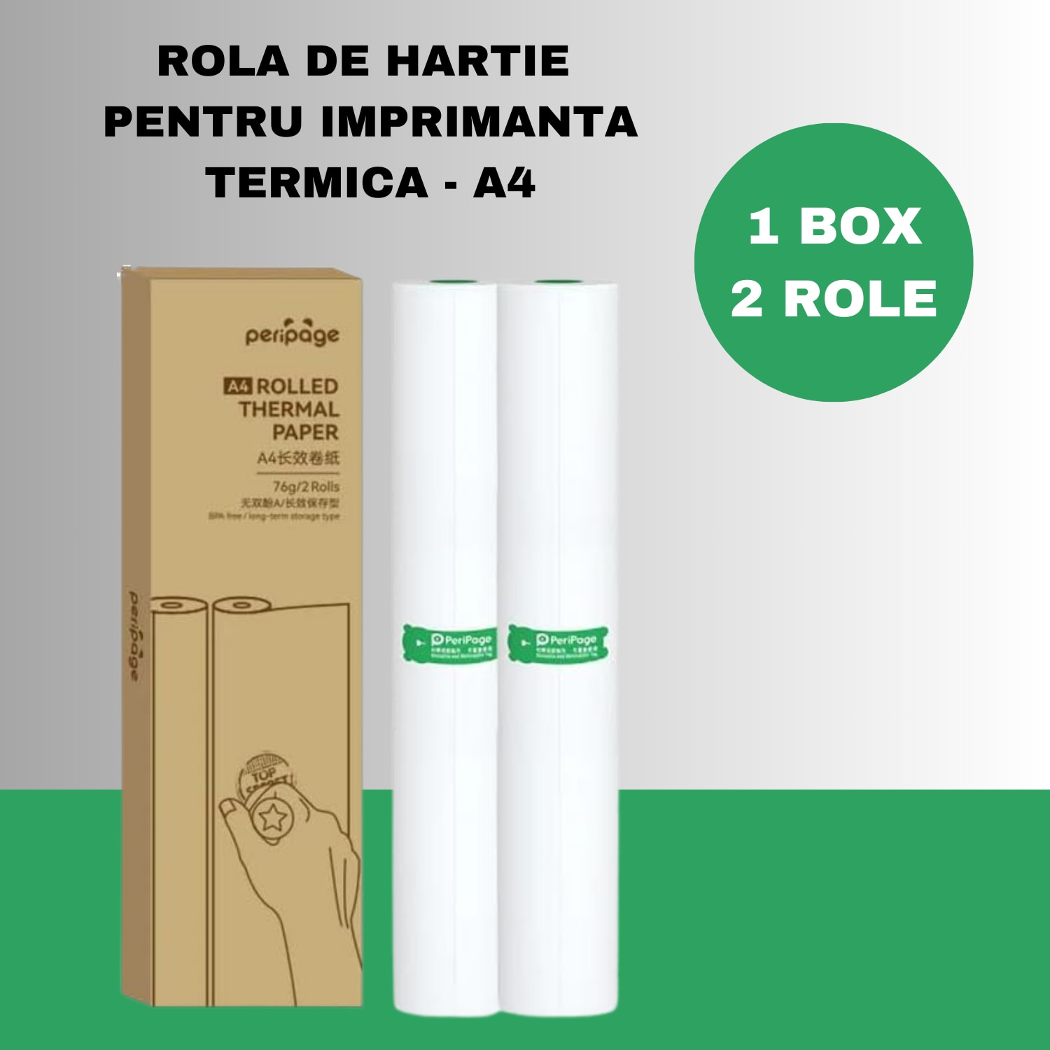 Rola de Hartie Termica A4 PeriPage, 2 Role, Hartie Speciala ...