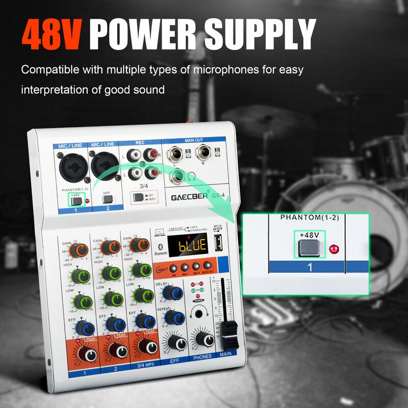 Mixer audio cu 4 canale inregistrare, USB, Argintiu - eMAG.ro