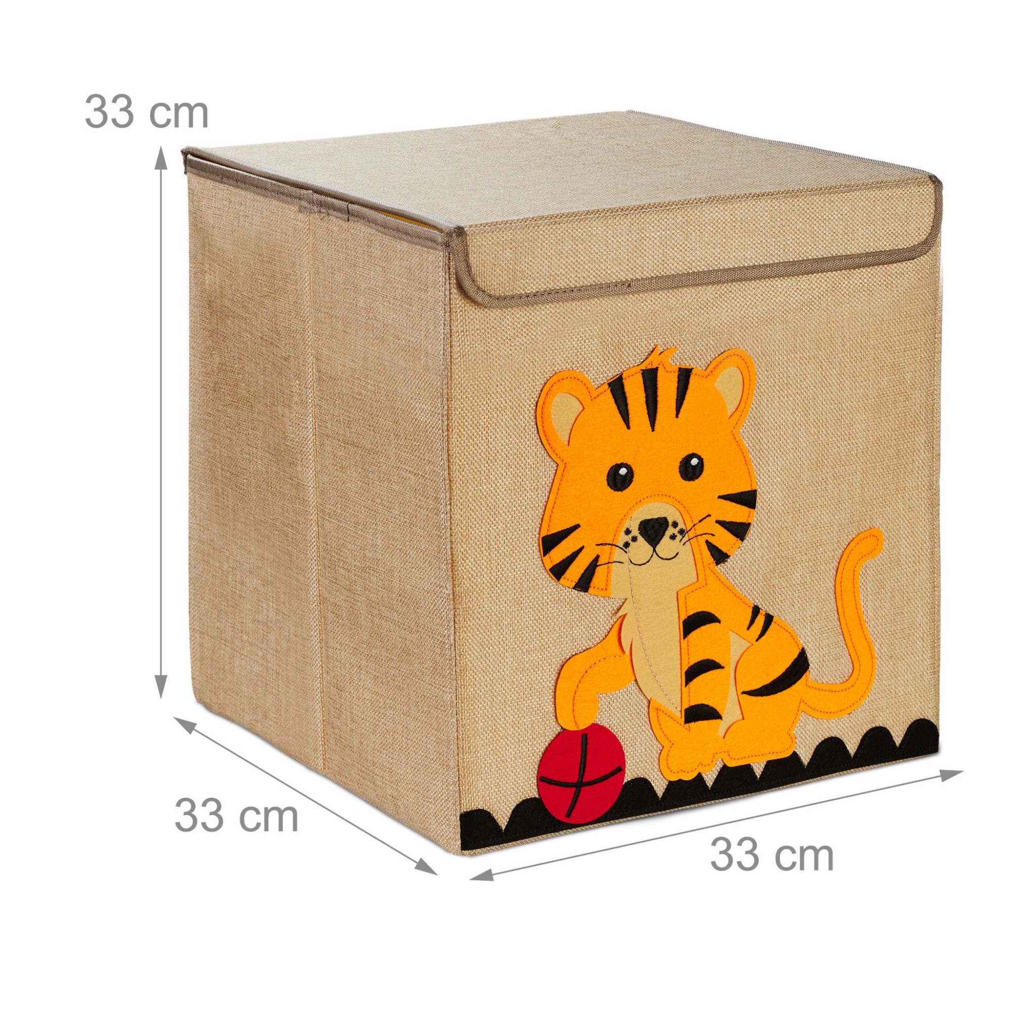 Cutie depozitare cu capac pentru copii, Relaxdays, tigru, dimensiuni 33 ...
